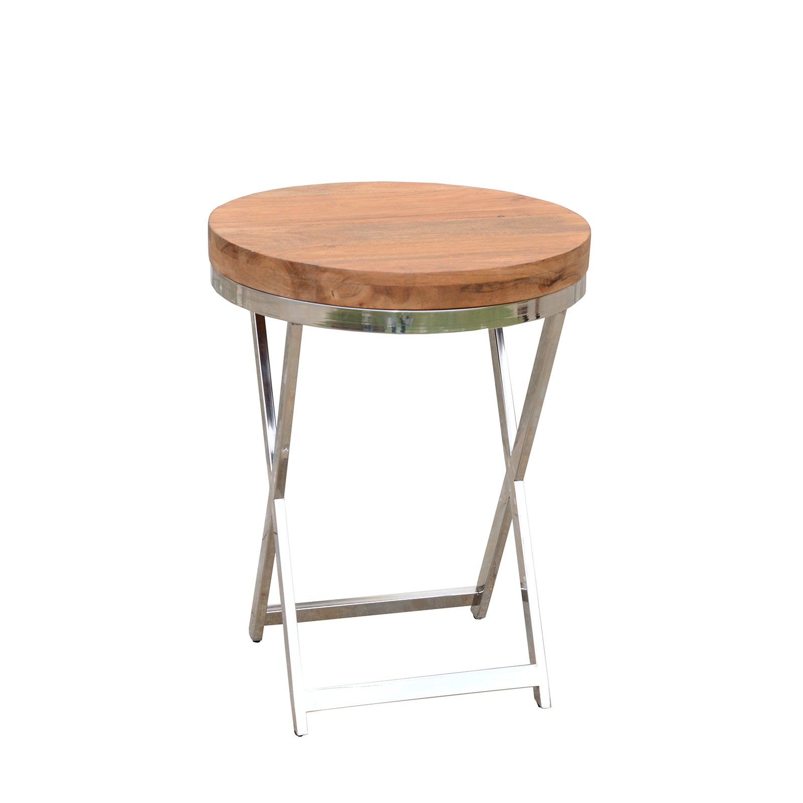 Sellette ronde ethnique chic Stainless II en acacia massif – Bois ...