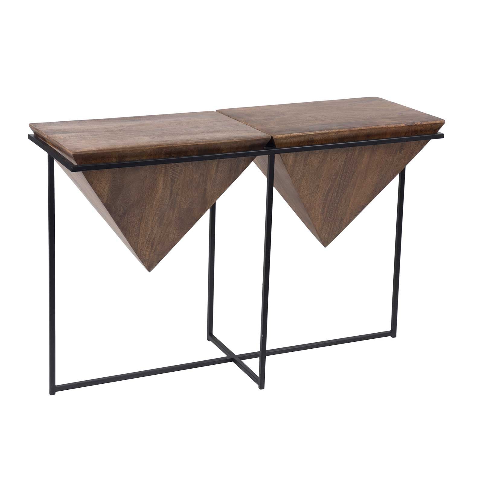 Pyramid console in mango wood with metal – Bois & Chiffons