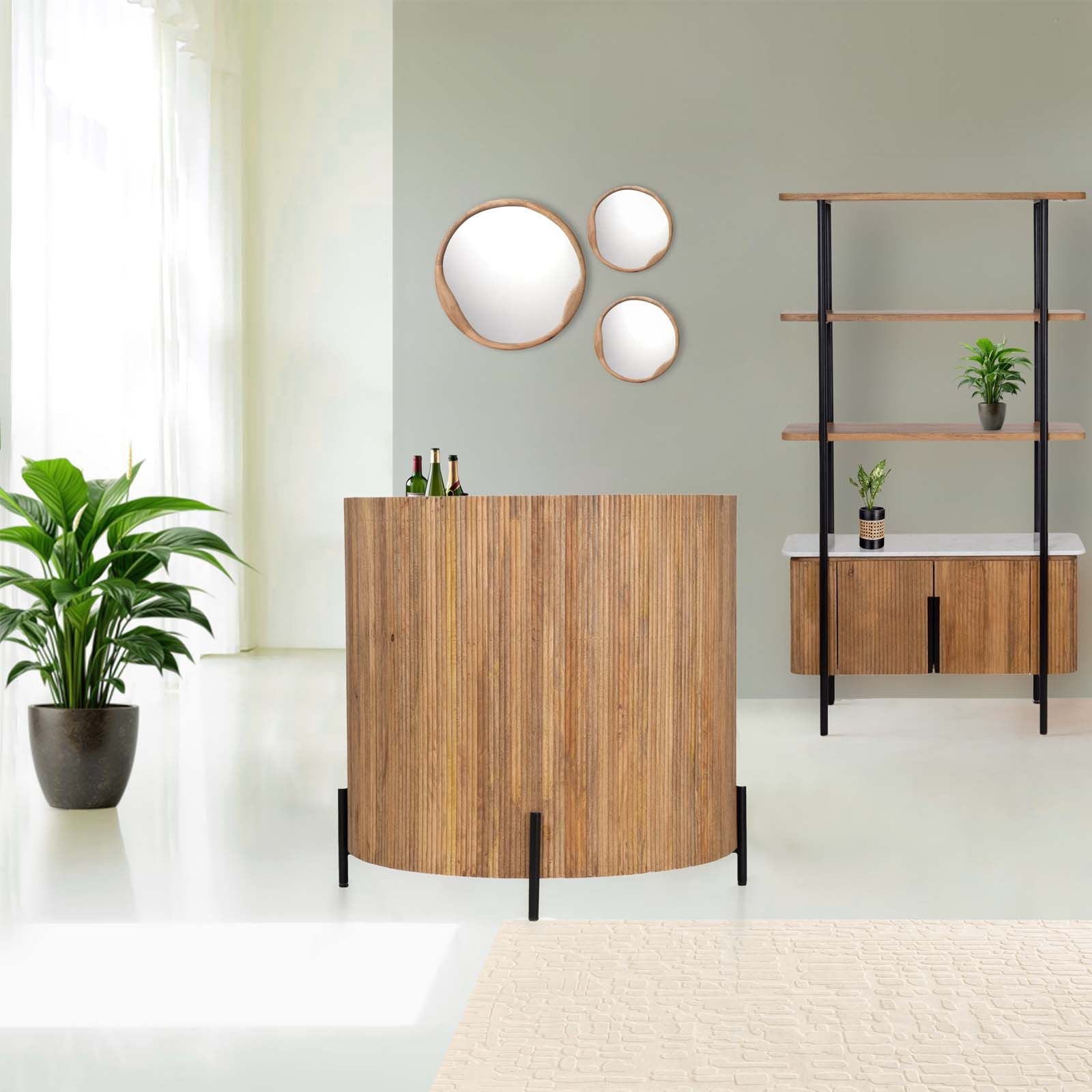 Bar demi lune plateau marbre blanc | Manguier Kfir II – Bois & Chiffons