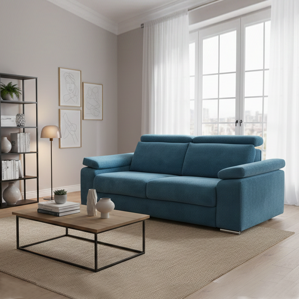 Canapé-lit bleu | Horizon – Bois & Chiffons